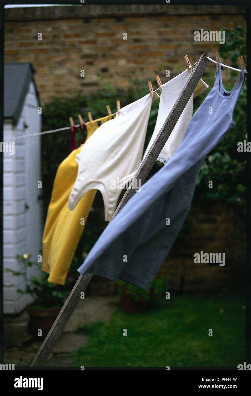 Clothes Drying In The Wind On A Clothes Line Stock Photos & Clothes ...