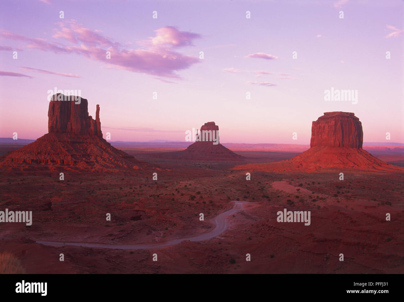 USA, three distinctive buttes known as 'the mittens', left mitten ...