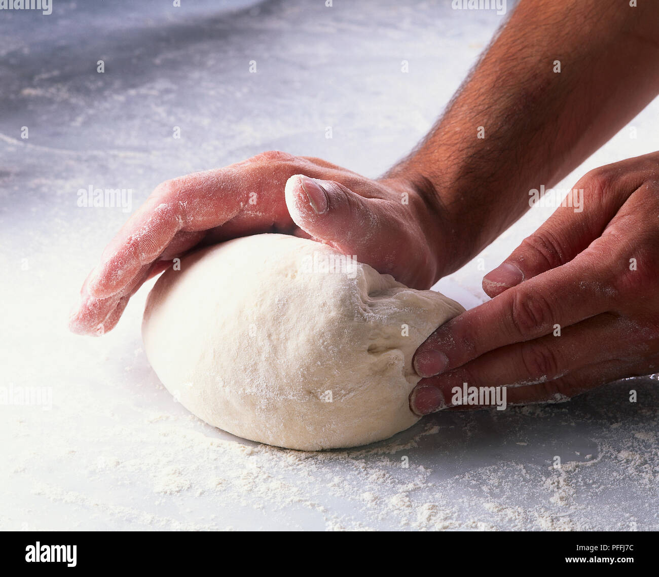 Repeat the kneading action, gently folding, pushing, and rotating with ...