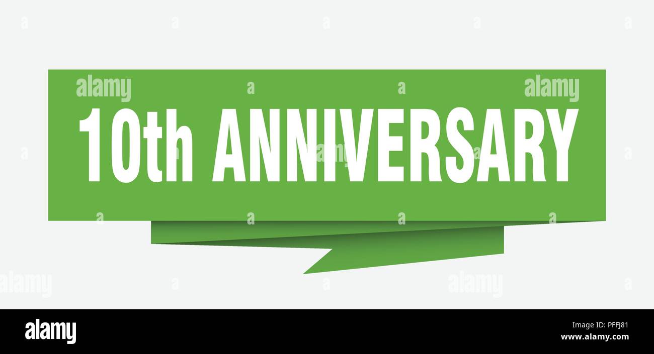 10th anniversary sign. 10th anniversary paper origami speech bubble ...