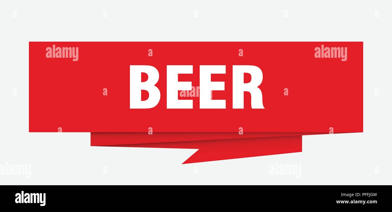 beer sign. beer paper origami speech bubble. beer tag. beer banner ...