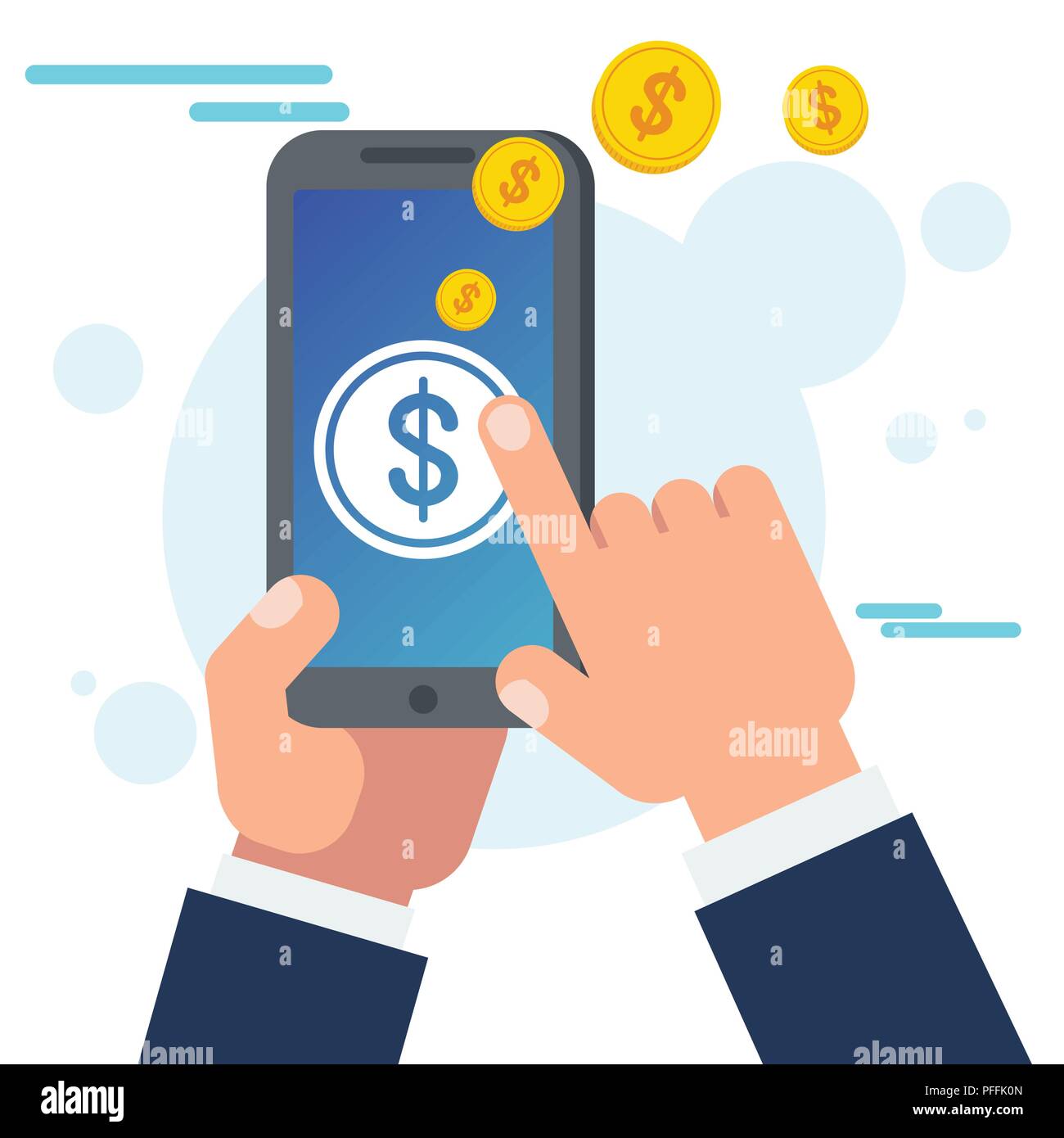 Money transfer using mobile device, computer and smart phone Stock ...