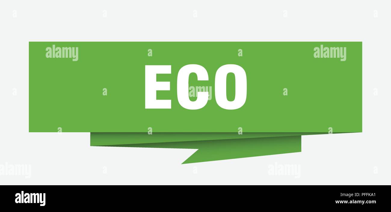 eco sign. eco paper origami speech bubble. eco tag. eco banner Stock ...