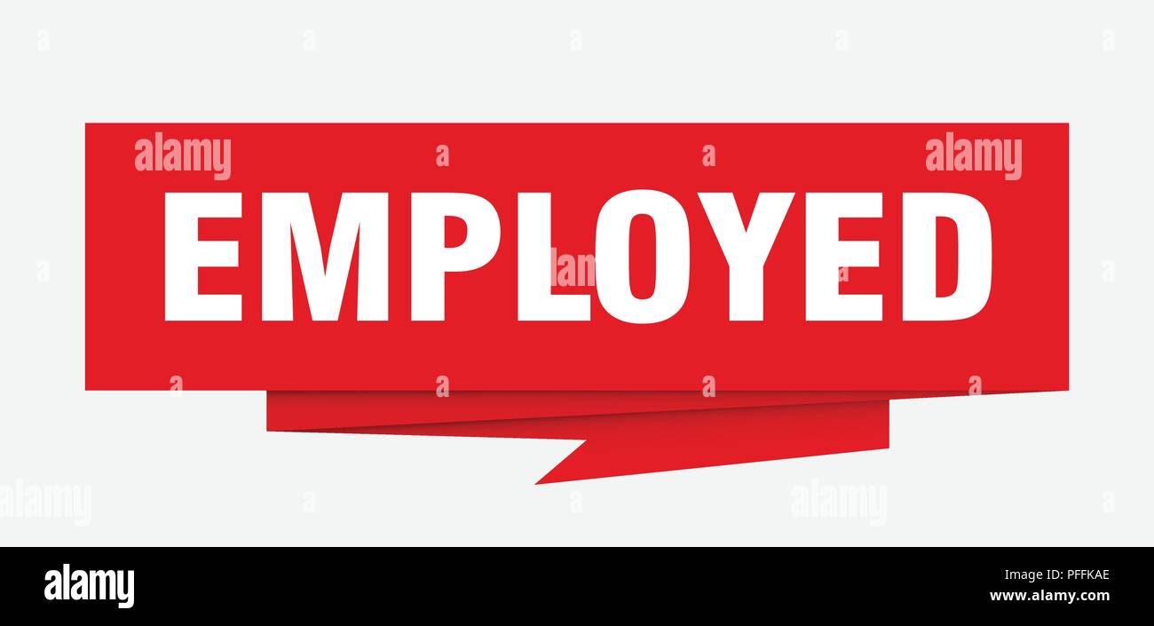 employed sign. employed paper origami speech bubble. employed tag ...