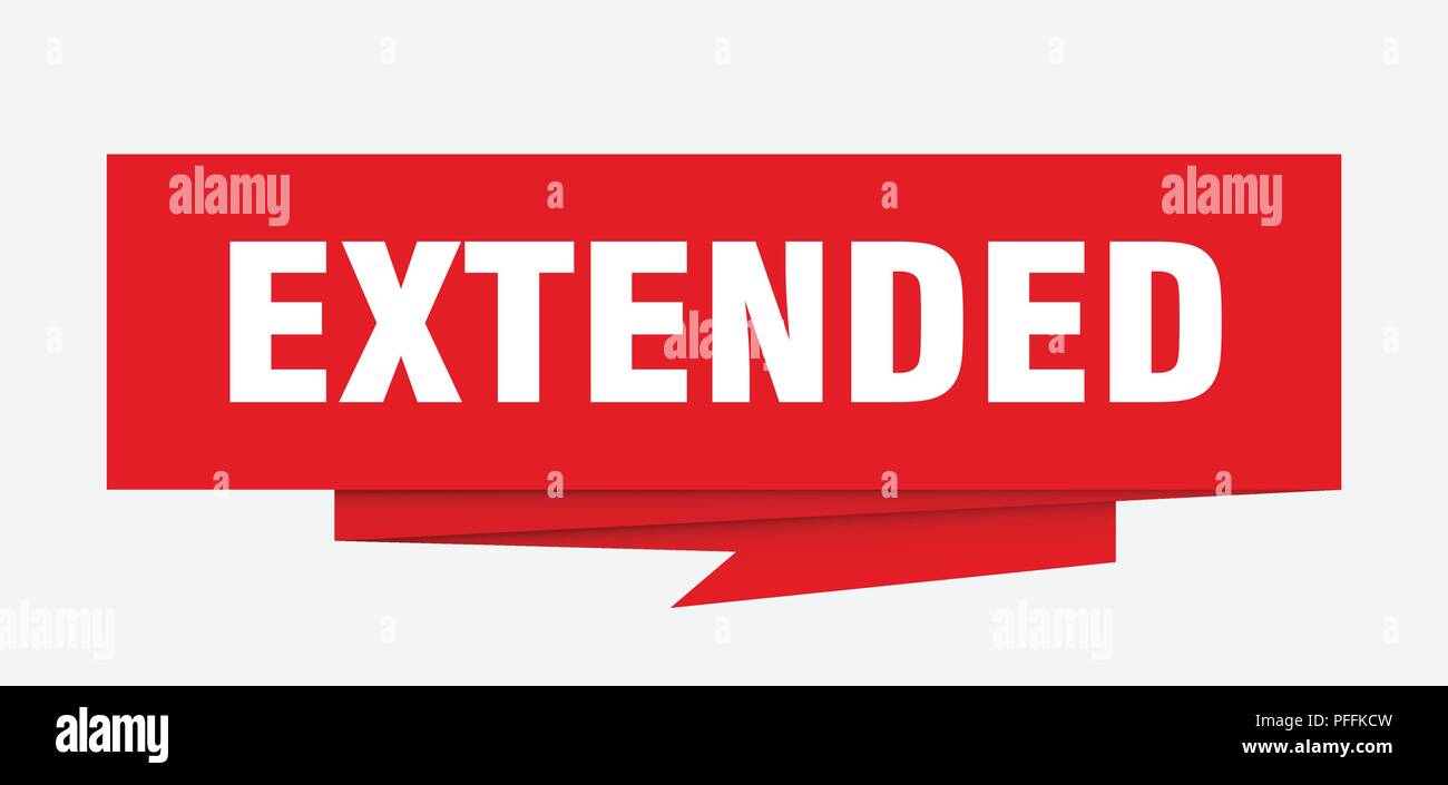 extended sign. extended paper origami speech bubble. extended tag ...