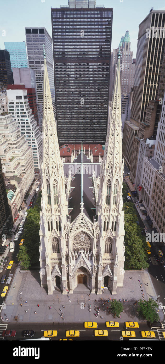 USA, New York, Manhattan, Upper Midtown, St Patrick's Cathedral, 19th ...