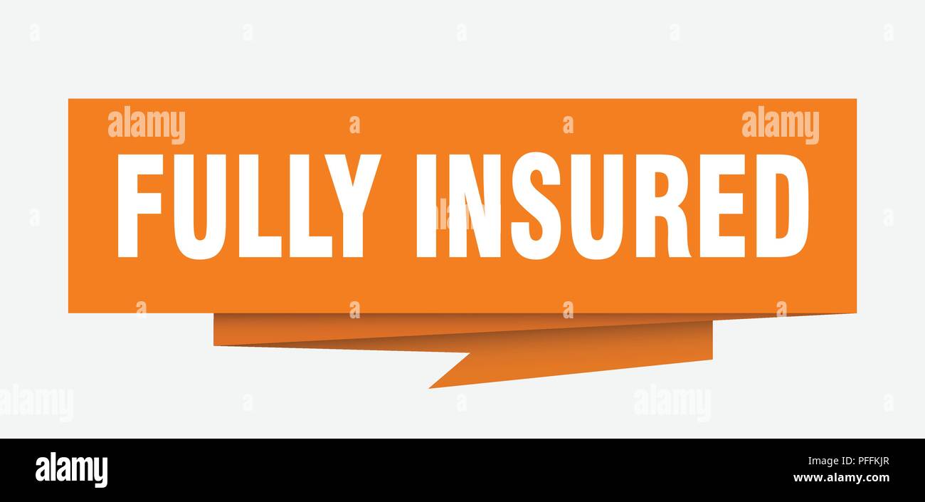 fully insured sign. fully insured paper origami speech bubble. fully ...