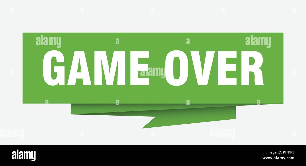 game over sign. game over paper origami speech bubble. game over tag ...