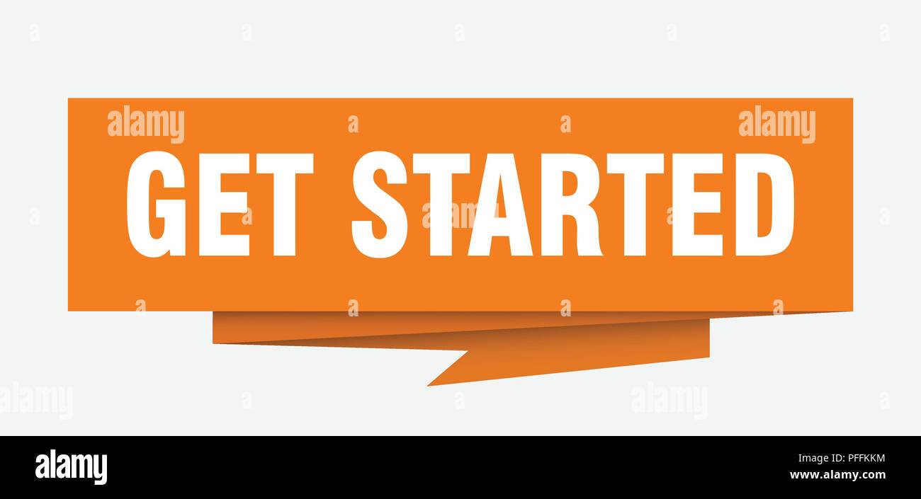 get started sign. get started paper origami speech bubble. get started ...