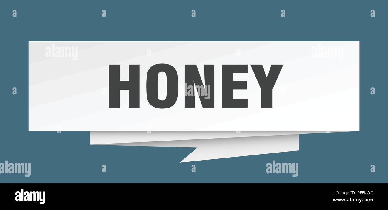 honey sign. honey paper origami speech bubble. honey tag. honey banner ...