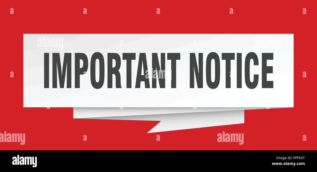 important notice sign. important notice paper origami speech bubble ...