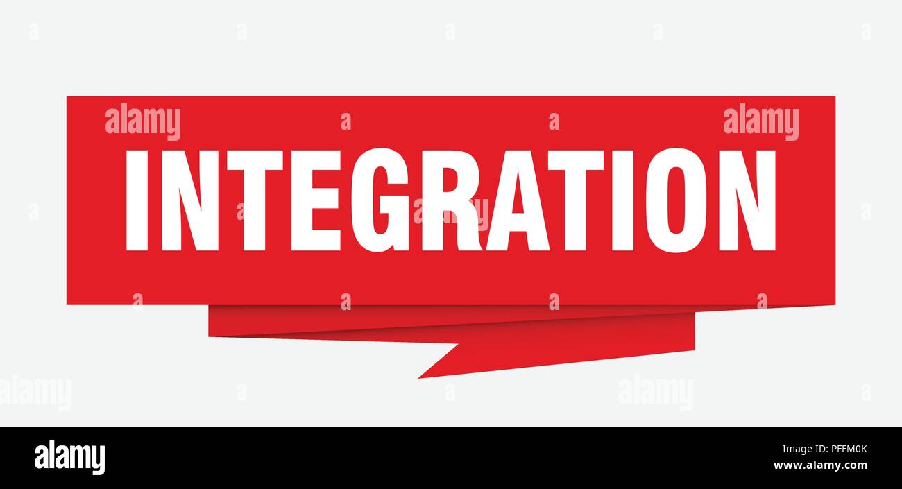 integration sign. integration paper origami speech bubble. integration ...