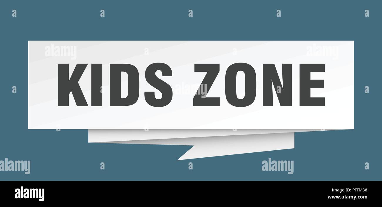 kids zone sign. kids zone paper origami speech bubble. kids zone tag ...