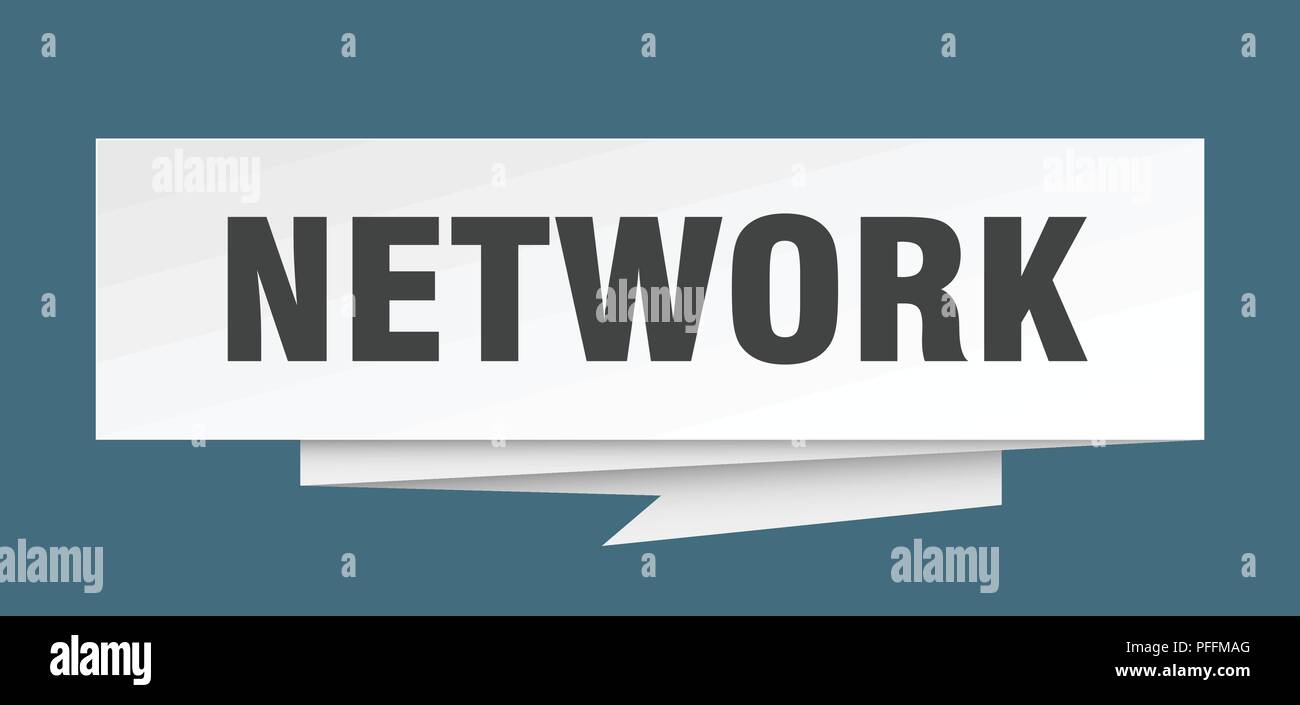 Network Sign Network Paper Origami Speech Bubble Network Tag Network Banner Stock Vector