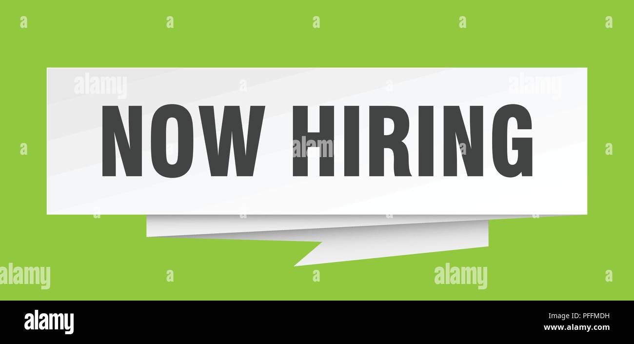now hiring sign. now hiring paper origami speech bubble. now hiring tag ...