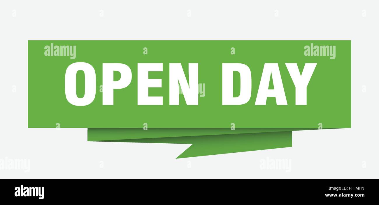 open day sign. open day paper origami speech bubble. open day tag. open ...