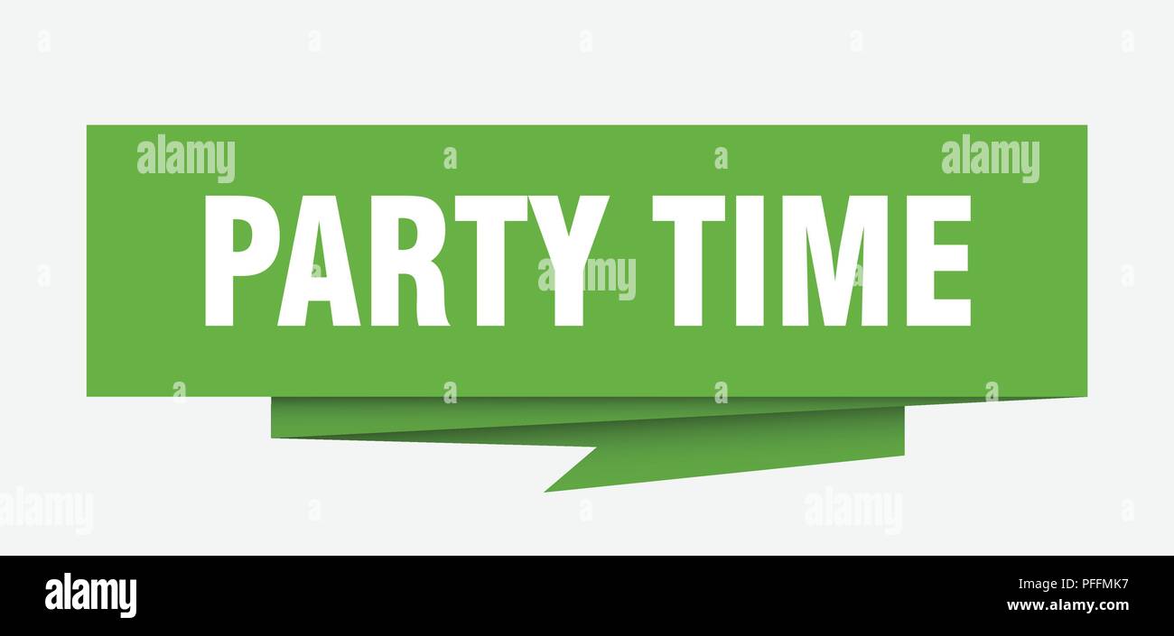 party time sign. party time paper origami speech bubble. party time tag ...
