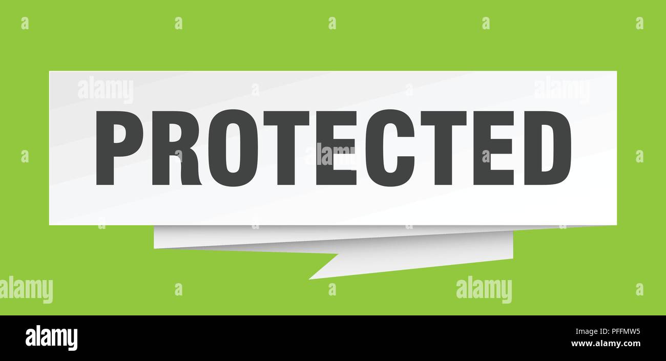 protected sign. protected paper origami speech bubble. protected tag ...