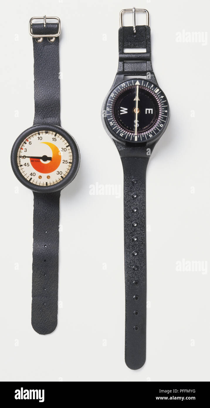 Black and white depth gauge watch Stock Photo - Alamy