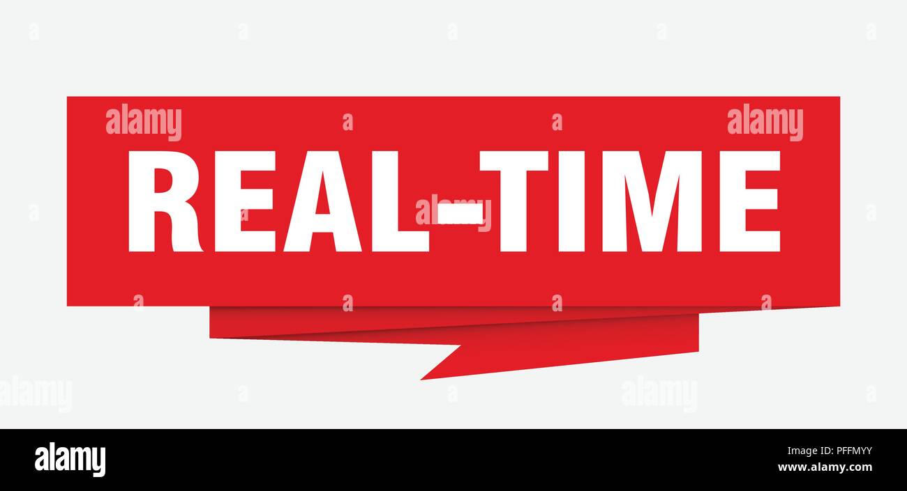 real-time sign. real-time paper origami speech bubble. real-time tag ...