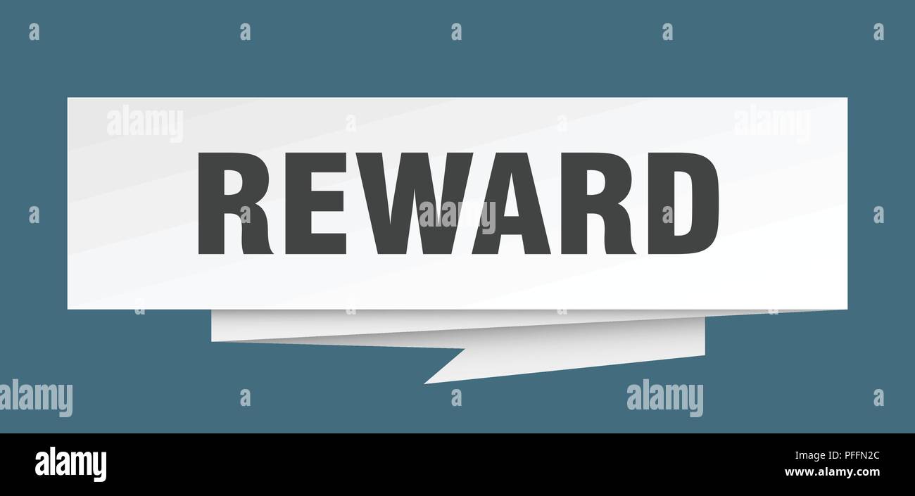 reward sign. reward paper origami speech bubble. reward tag. reward ...