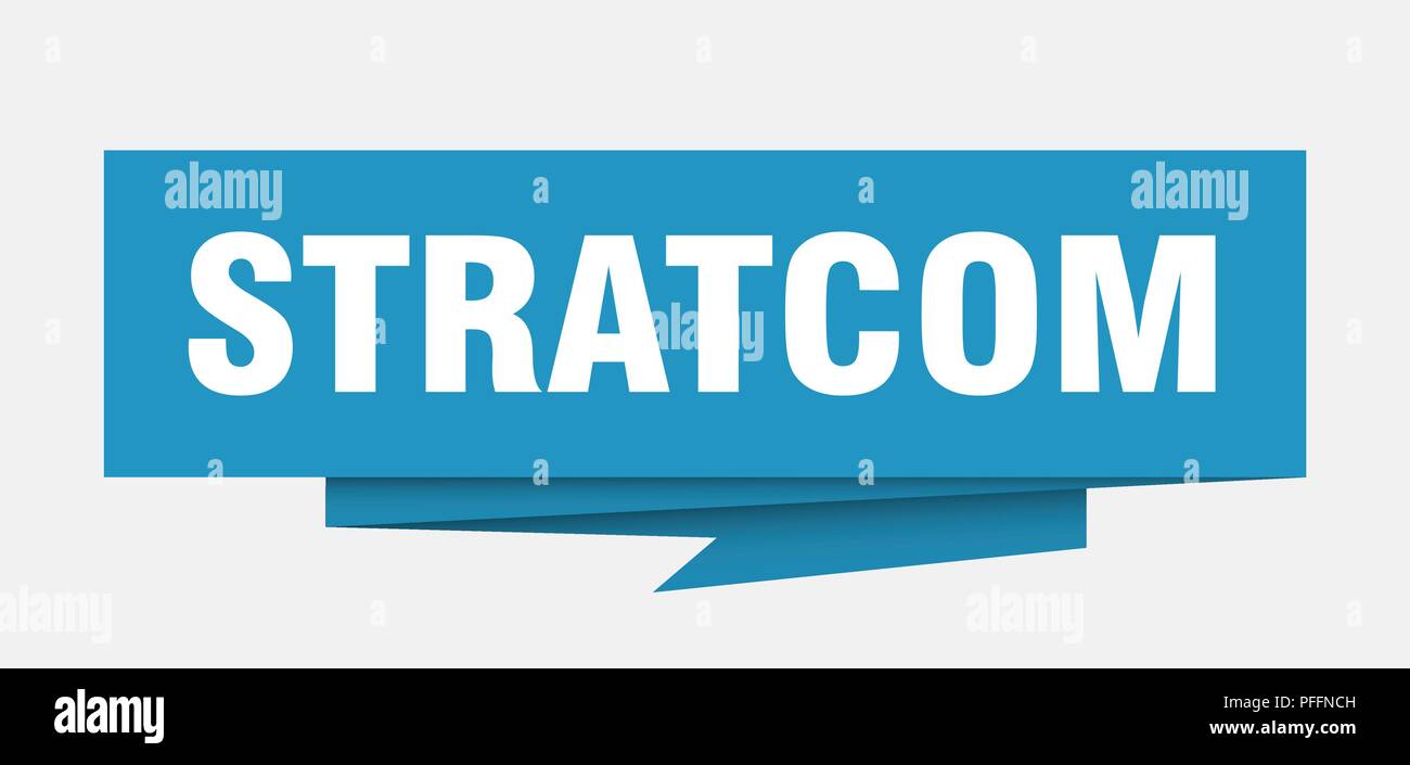 stratcom sign. stratcom paper origami speech bubble. stratcom tag ...