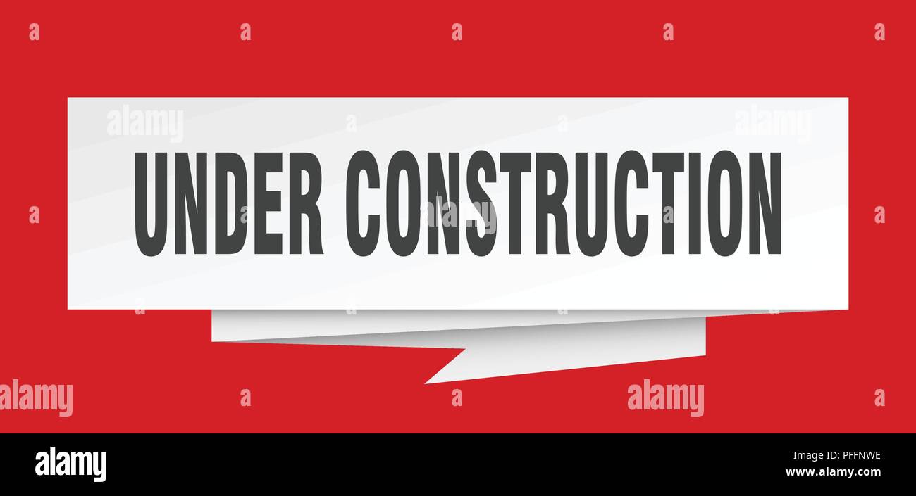 under construction sign. under construction paper origami speech bubble ...