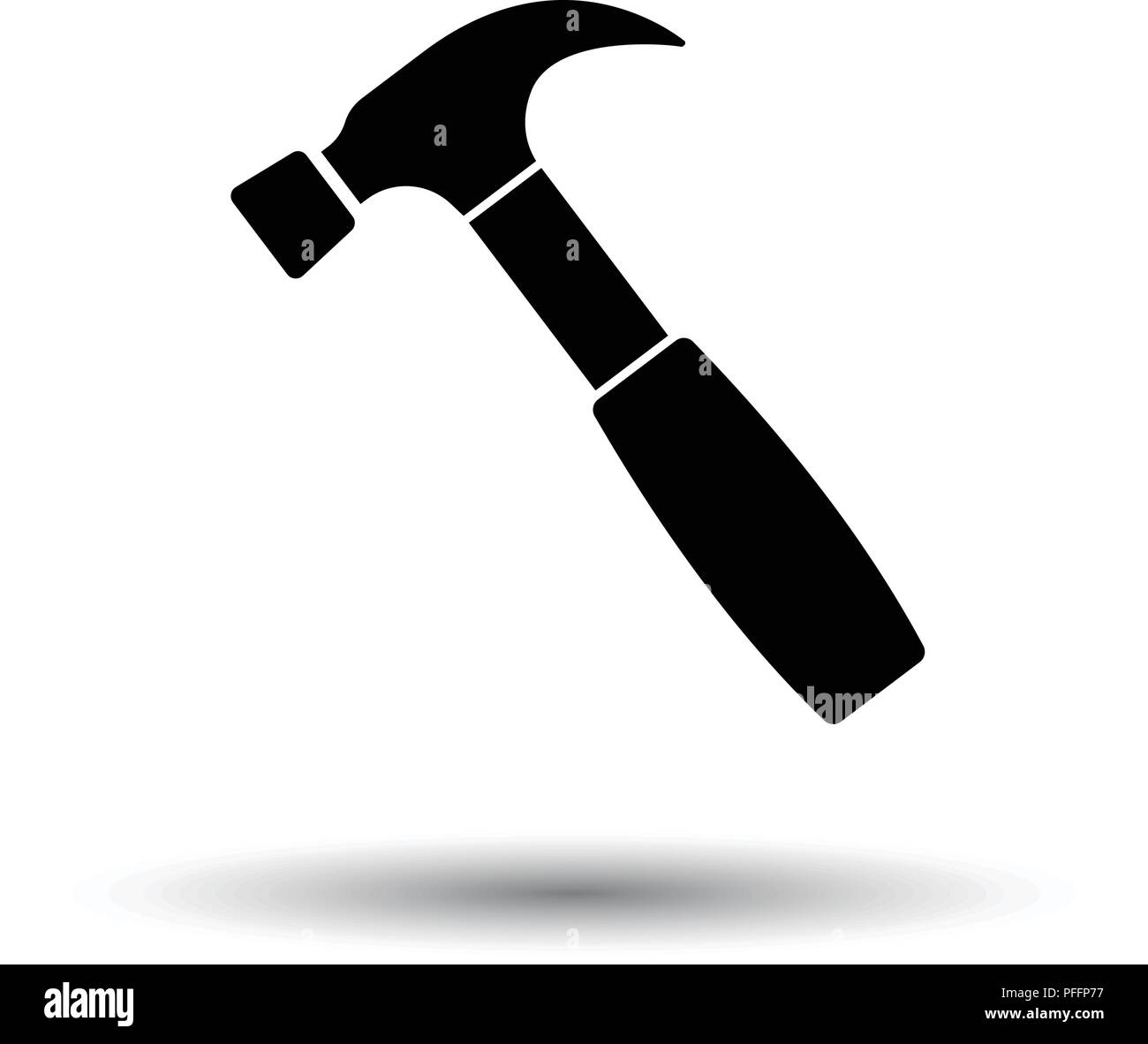 Hammer icon. White background with shadow design. Vector illustration ...