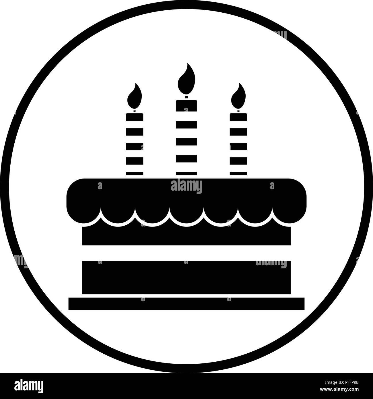 Party cake icon. Thin circle design. Vector illustration Stock Vector ...
