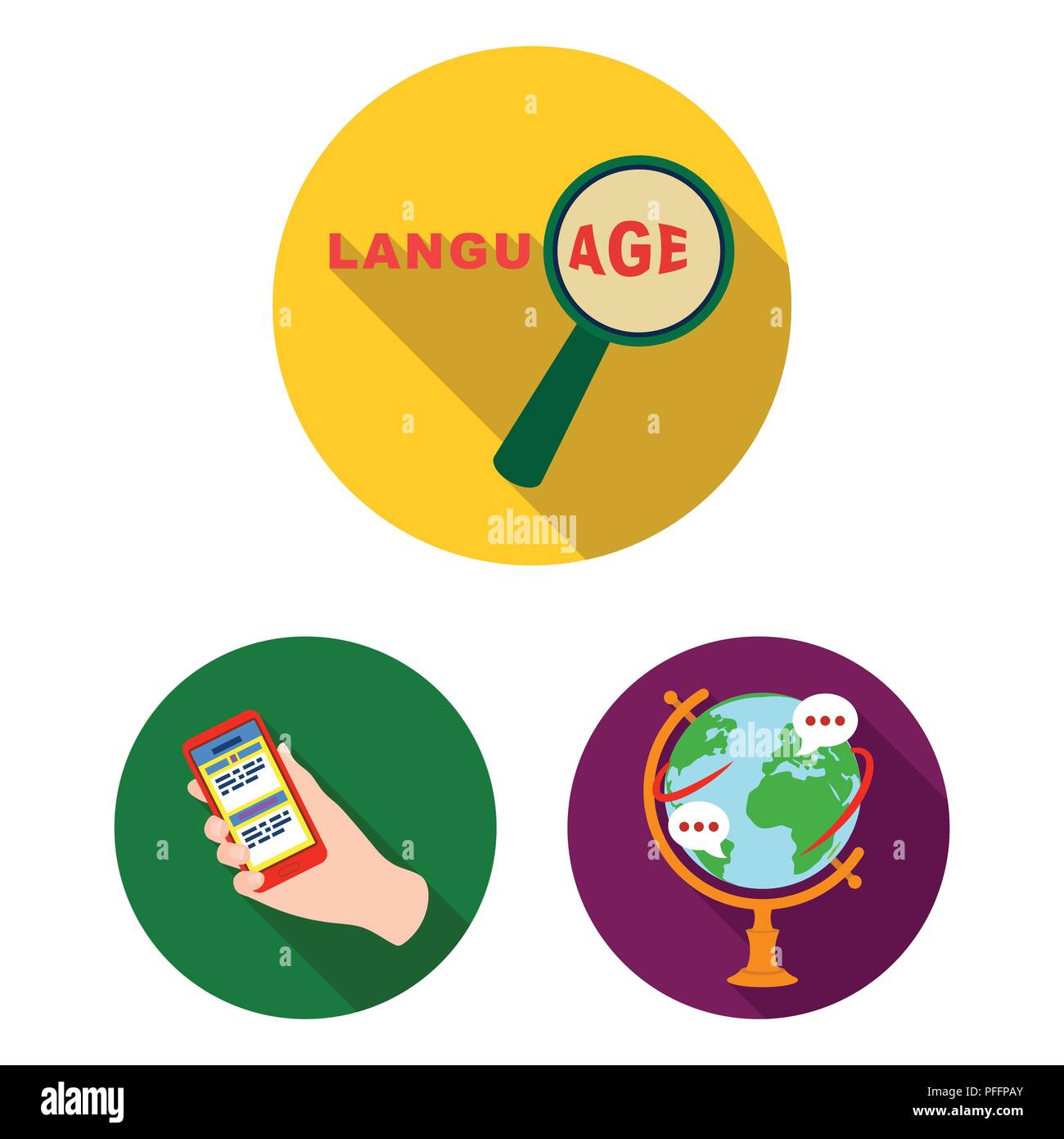 Translator and linguist flat icons in set collection for design ...