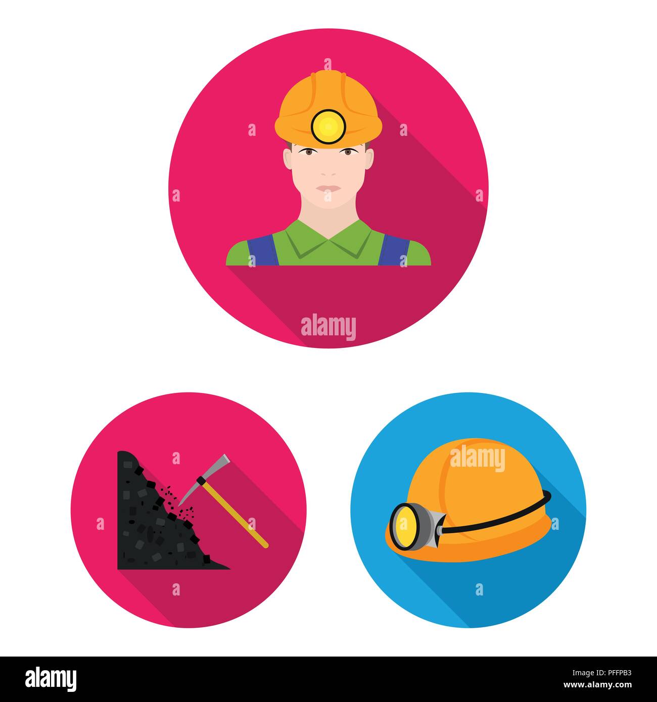 Mining industry flat icons in set collection for design. Equipment and ...