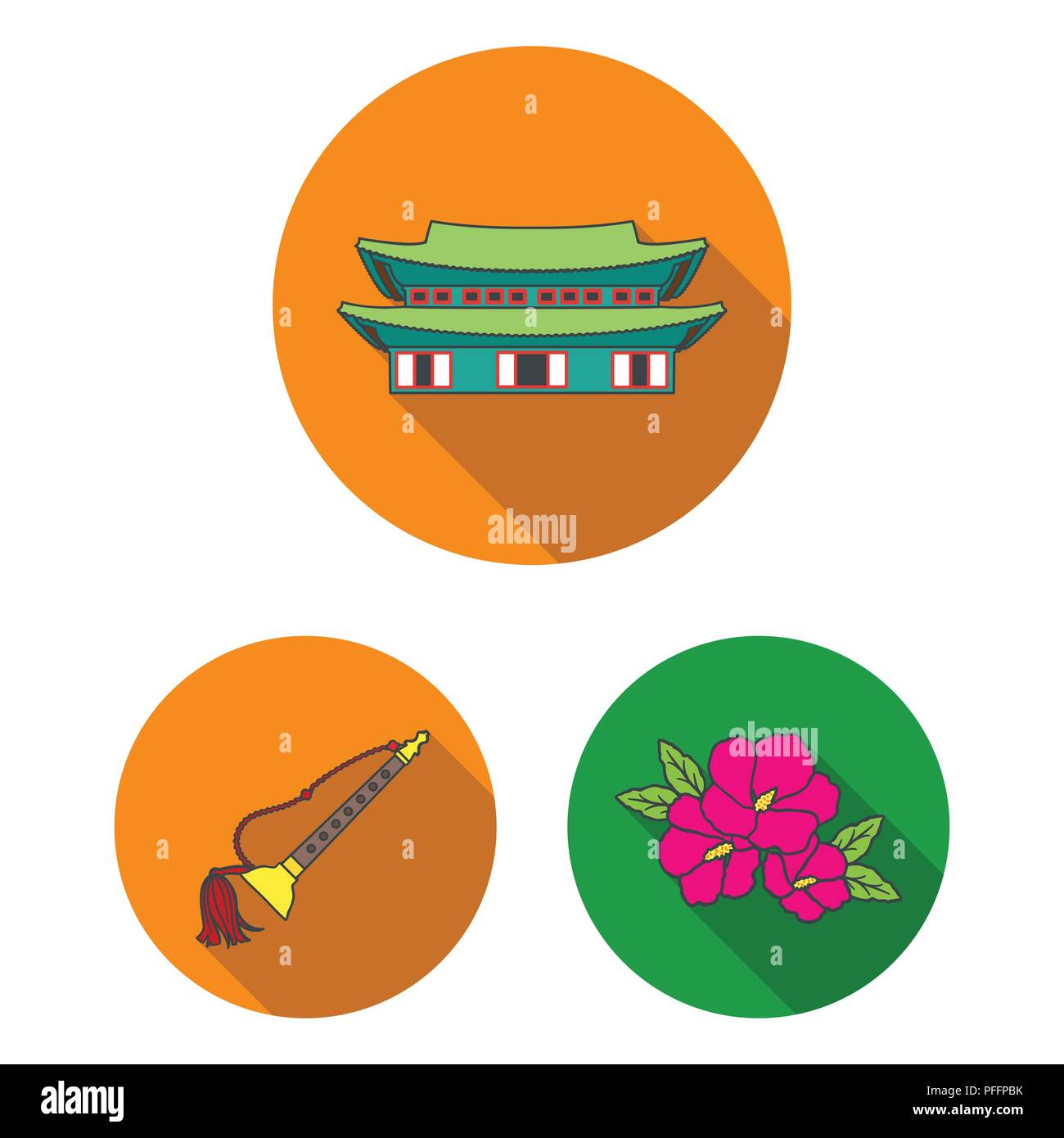 Country South Korea flat icons in set collection for design.Travel and ...