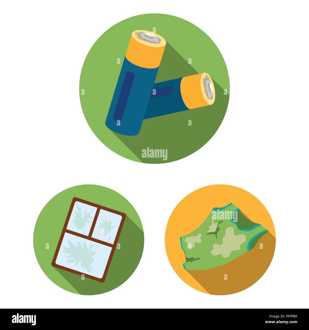 Garbage and waste flat icons in set collection for design. Cleaning ...