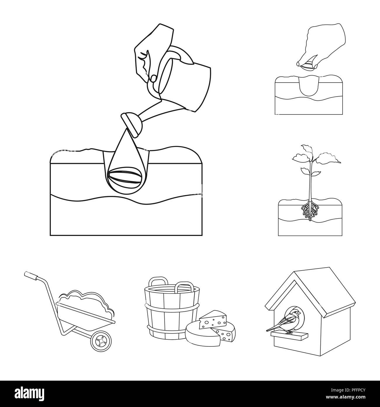 Farm and agriculture outline icons in set collection for design. Garden ...