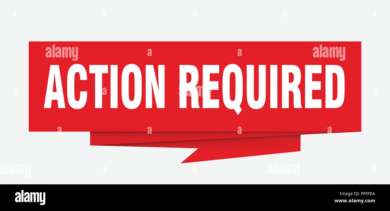 action required sign. action required paper origami speech bubble ...