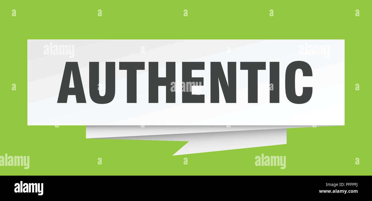 authentic sign. authentic paper origami speech bubble. authentic tag ...
