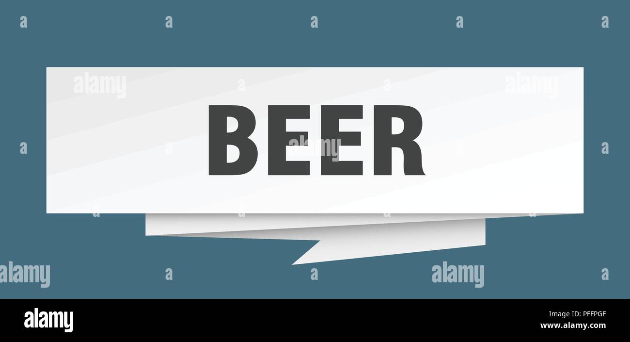 beer sign. beer paper origami speech bubble. beer tag. beer banner ...
