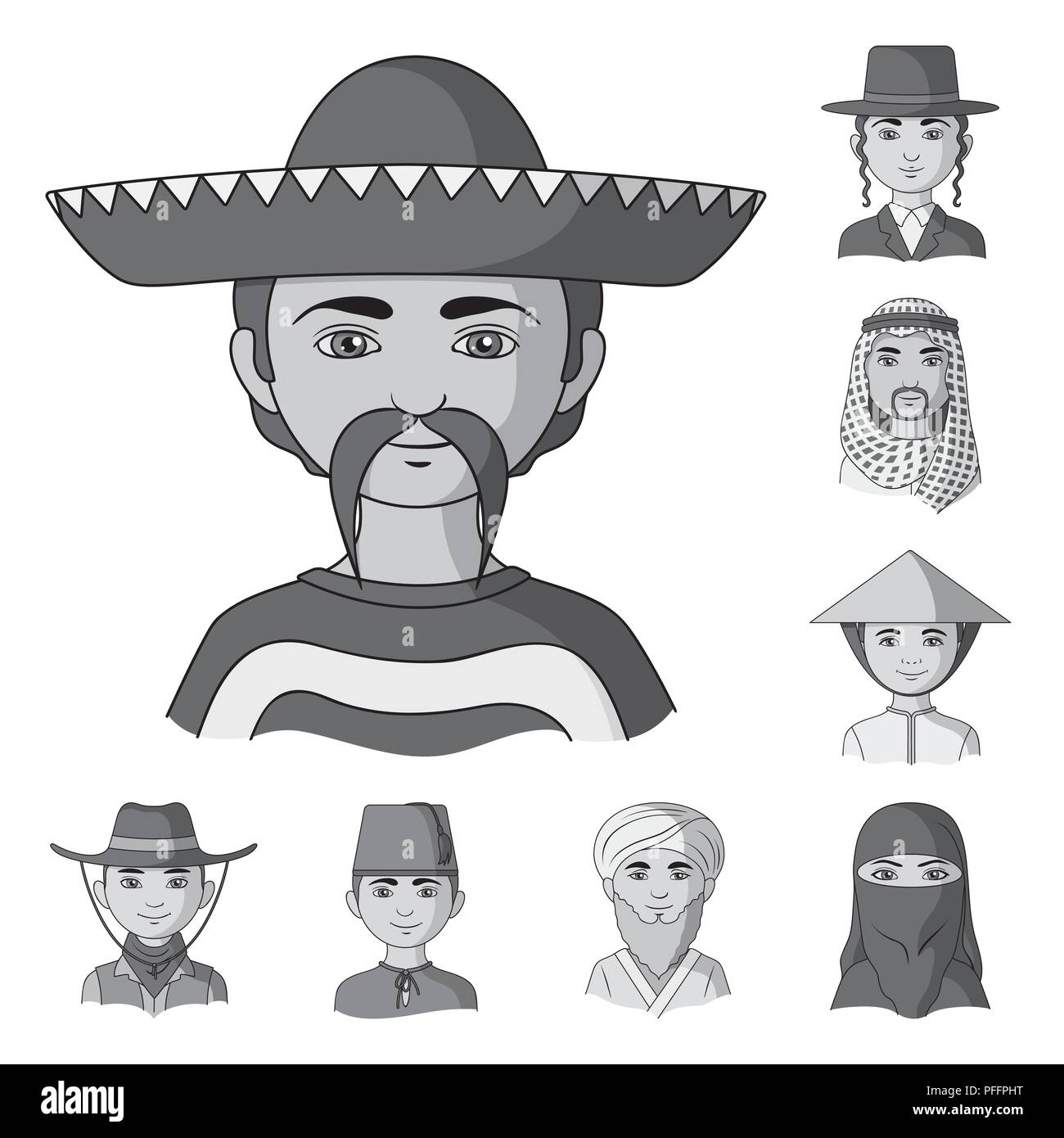 The human race monochrome icons in set collection for design. People ...