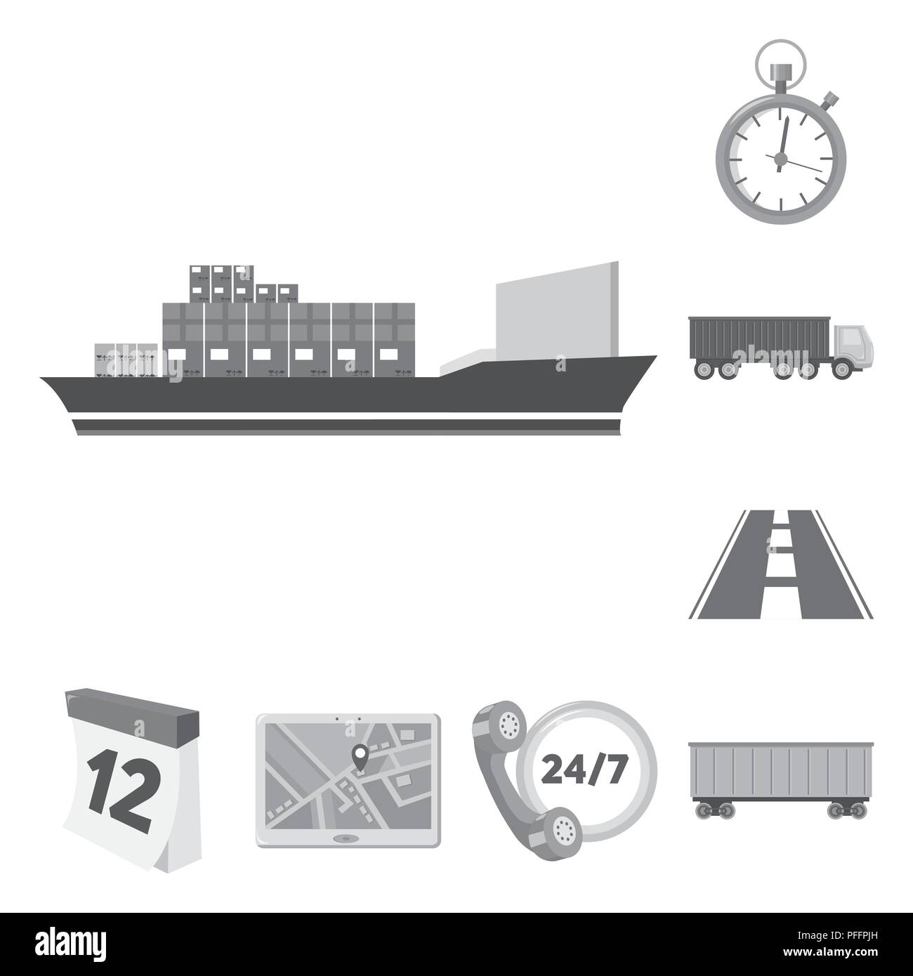 Logistics service monochrome icons in set collection for design ...