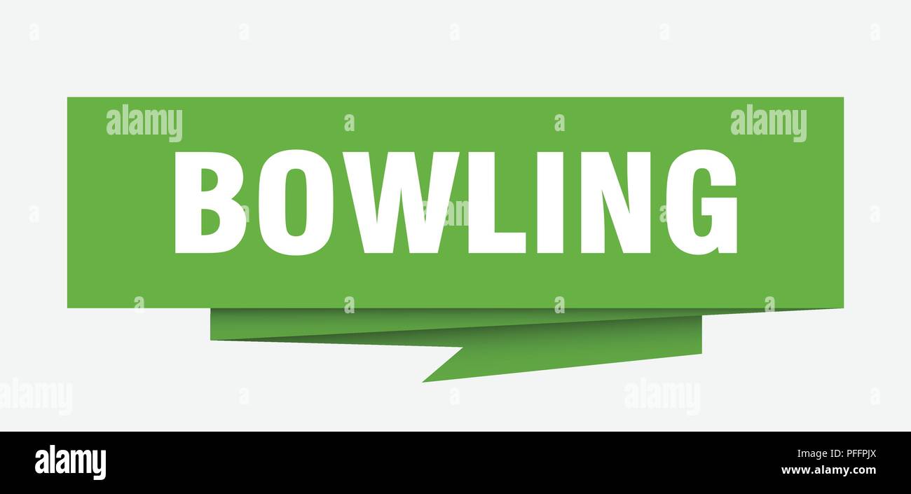 bowling sign. bowling paper origami speech bubble. bowling tag. bowling ...