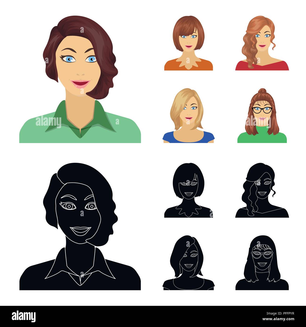 The appearance of a woman with a hairdo, the face of a girl. Face and ...