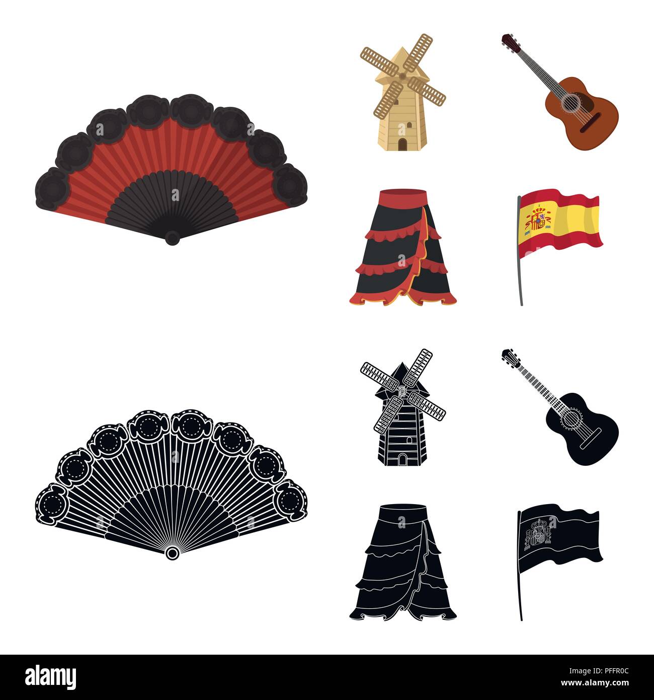 Spanish fan icon in cartoon hi-res stock photography and images - Alamy