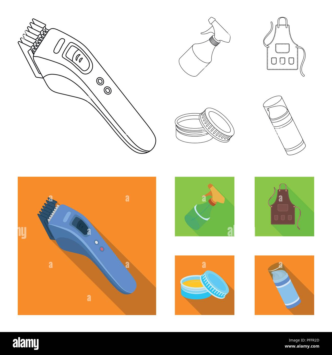 Electric clipper, apron, cream and other accessories for a male ...