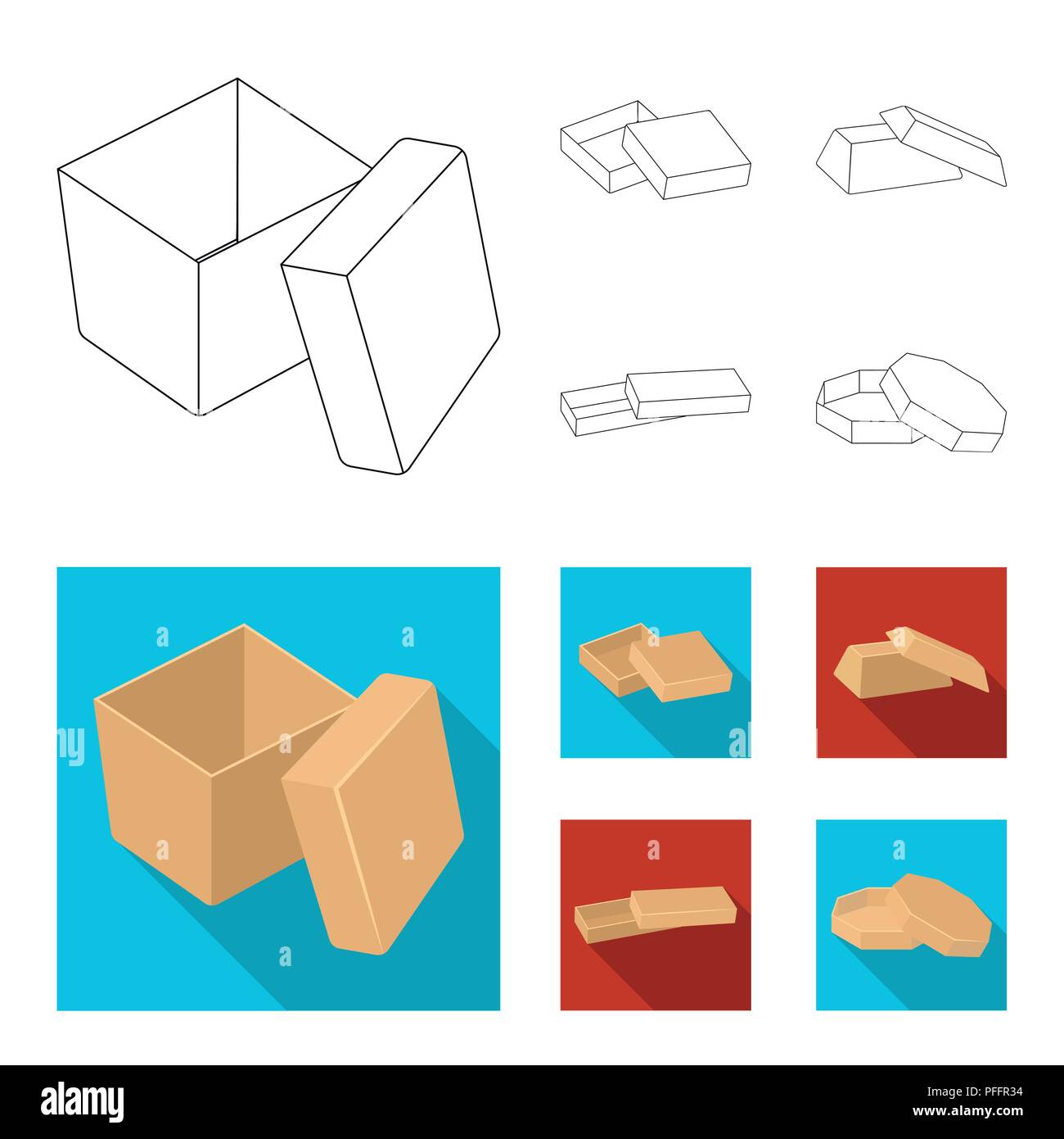 Case, shell, framework, and other icon in outline,flat style.Box ...