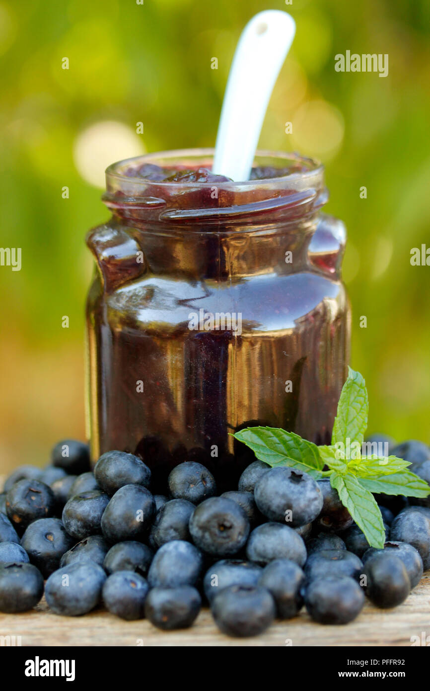 Jam jar with blueberries hi-res stock photography and images - Alamy