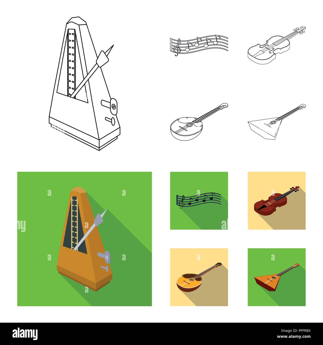 Musical instrument outline,flat icons in set collection for design ...