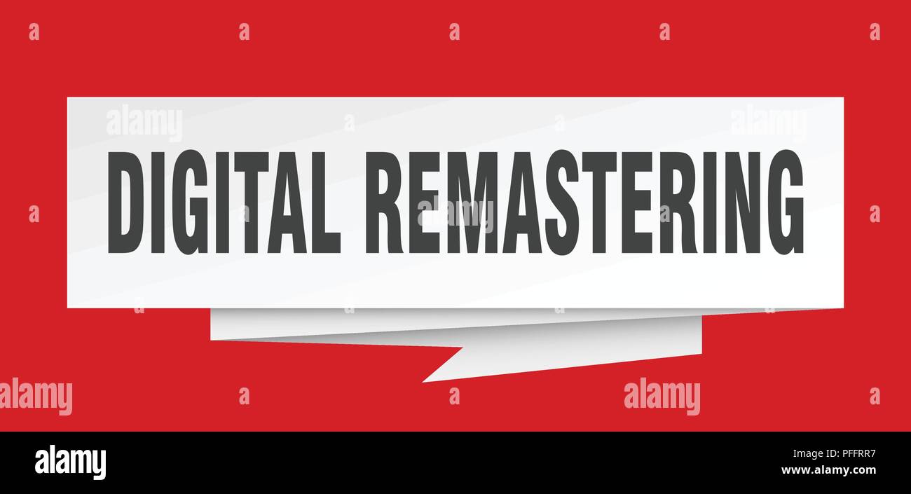 digital remastering sign. digital remastering paper origami speech ...