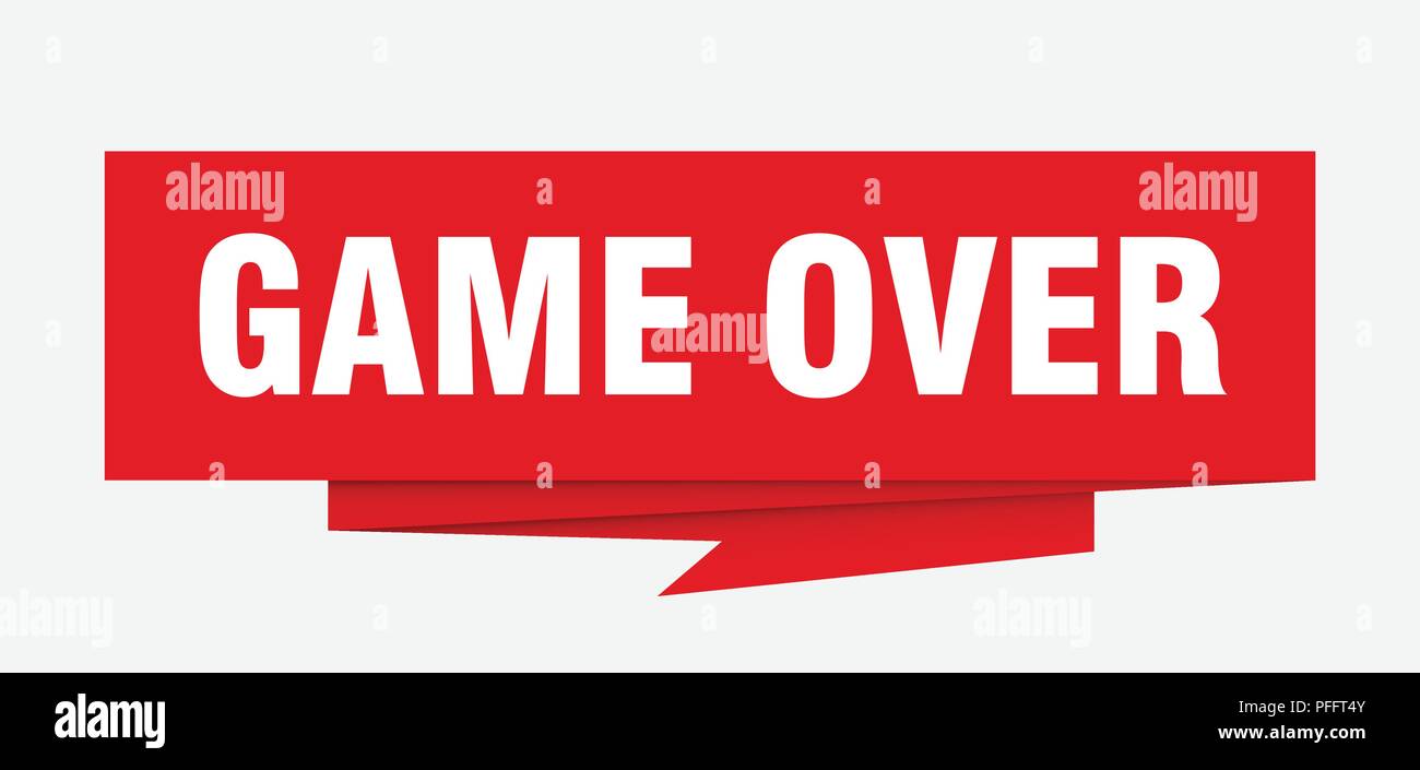 game over sign. game over paper origami speech bubble. game over tag ...