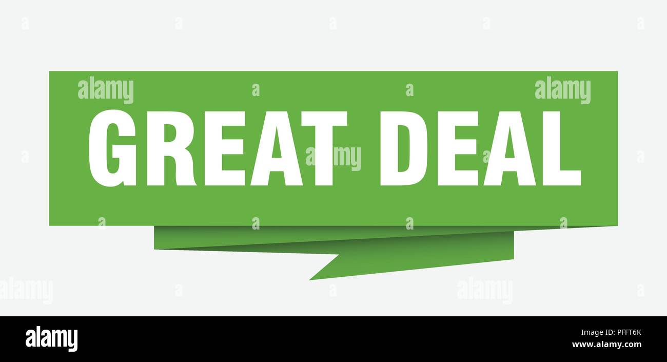 great deal sign. great deal paper origami speech bubble. great deal tag ...