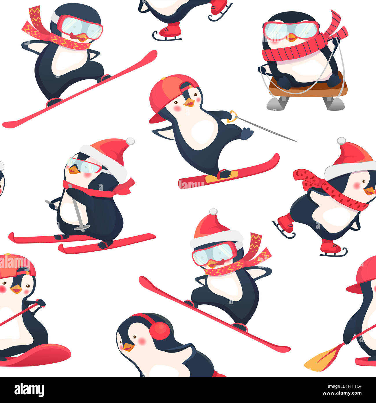 Seamless pattern with penguins. Cute animals seamless pattern ...